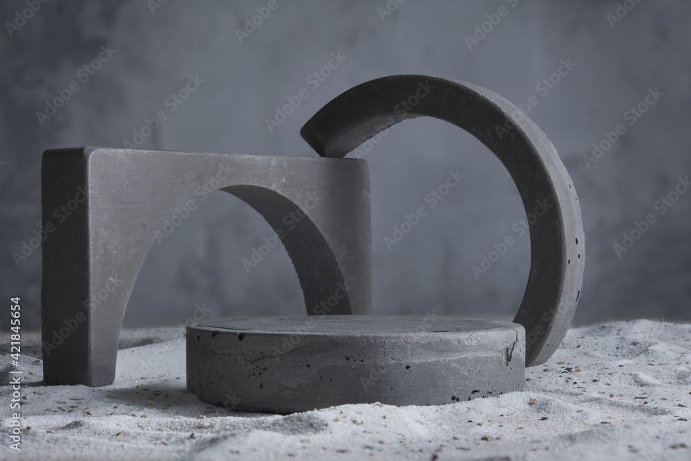 Background for cosmetic products grey concrete scene with geometric ...