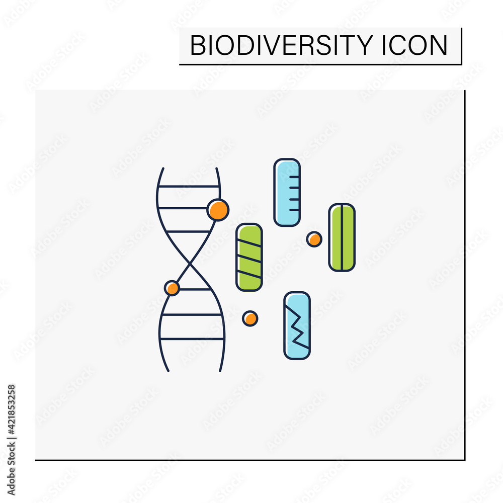 Genetic diversity color icon.Diversity of genes existing in the world ...