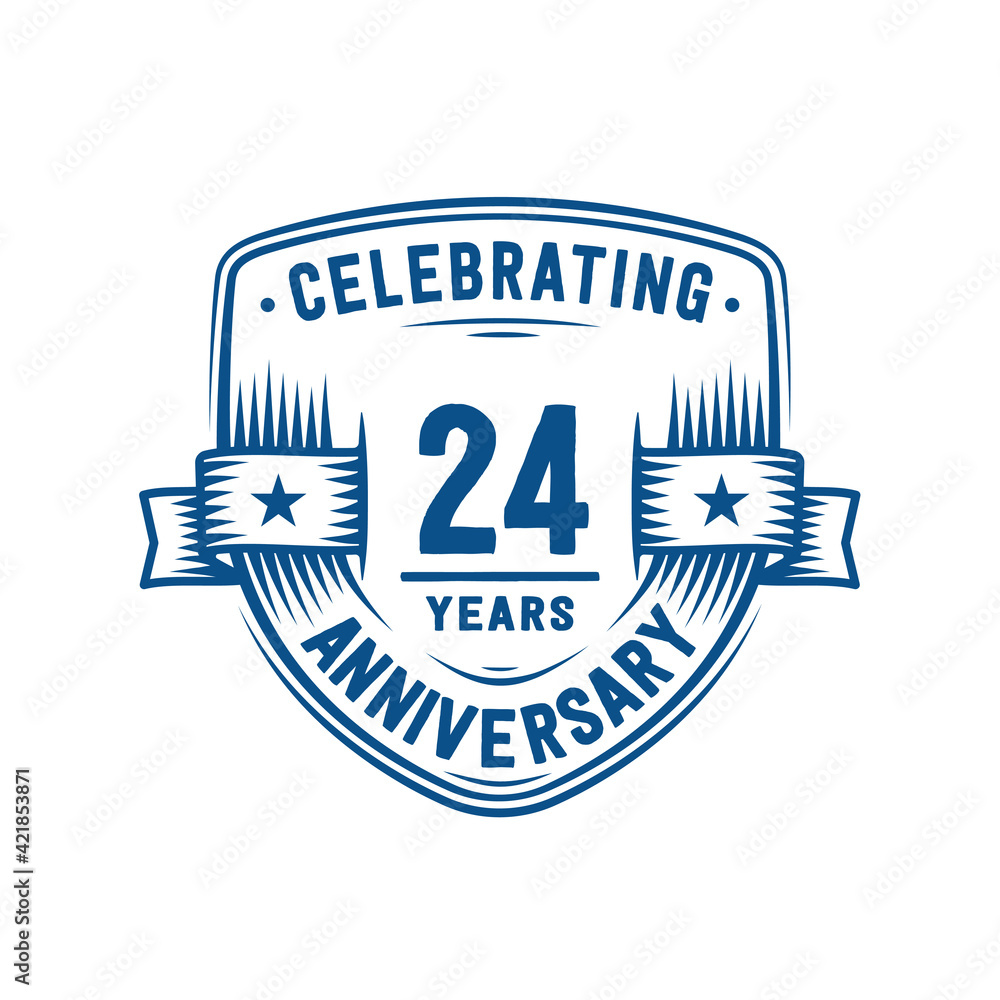 24 years anniversary celebration shield design template. 24th ...