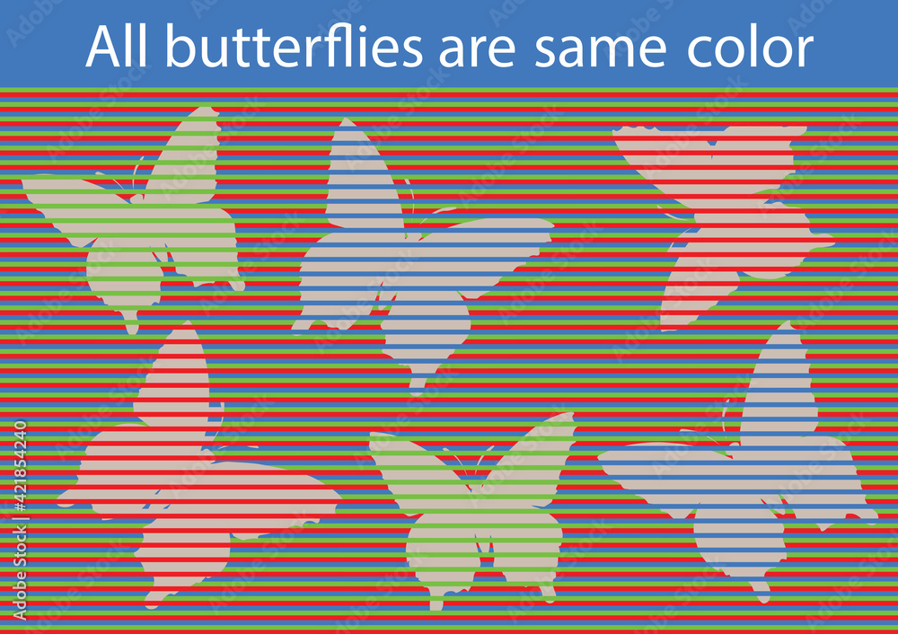 Optical illusion. All butterflies are the same color Stock Vector ...