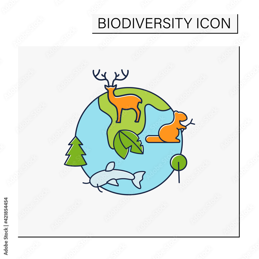 Biodiversity color icon.Variety,life variability on Earth. Different ...