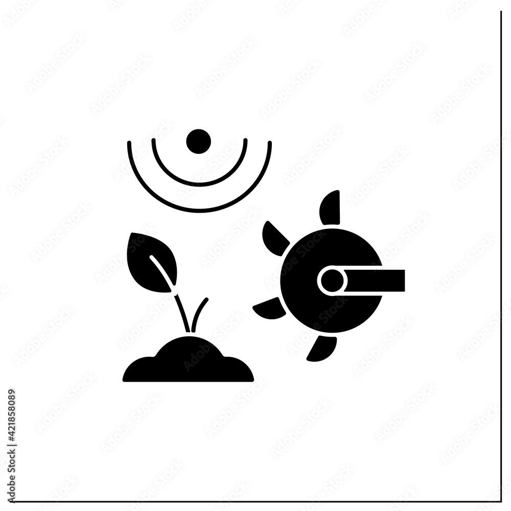 Soil tilling glyph icon. Agricultural preparation of soil by mechanical ...