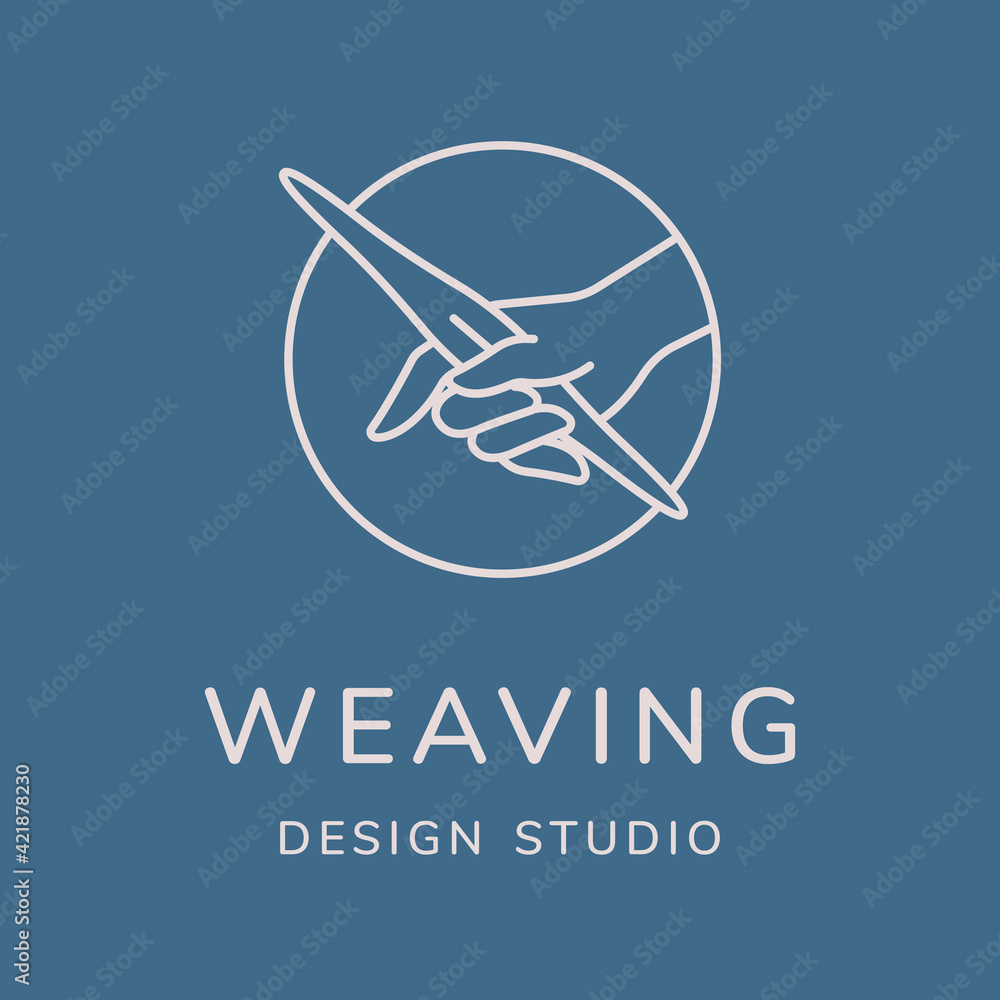 Weaving vector logo design. Line art minimal modern illustration. Hand ...