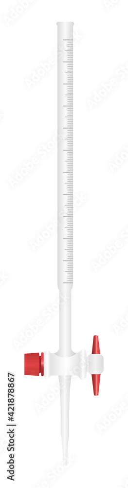 Vector illustration of burette with a stopcock used in analytical ...