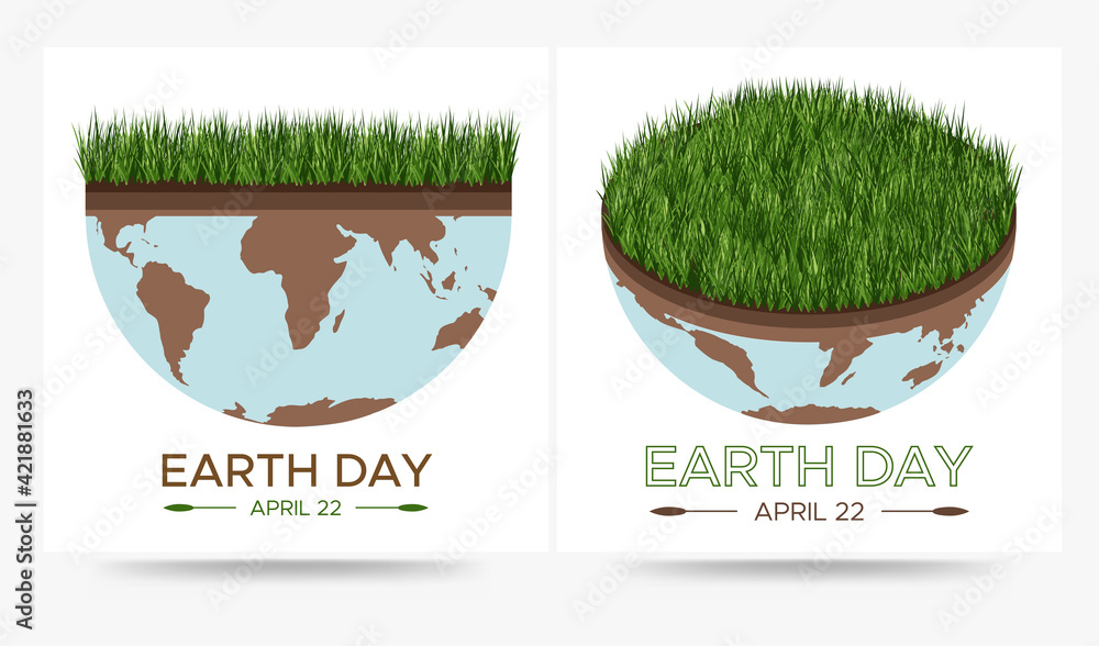 Happy Earth day banners - set of two vector eco illustrations of an ...
