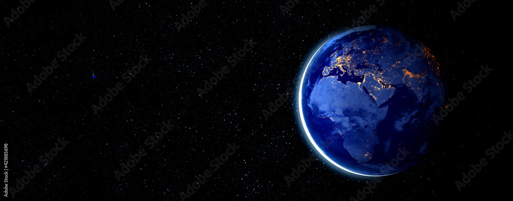 Planet earth globe view from space showing realistic earth surface and ...