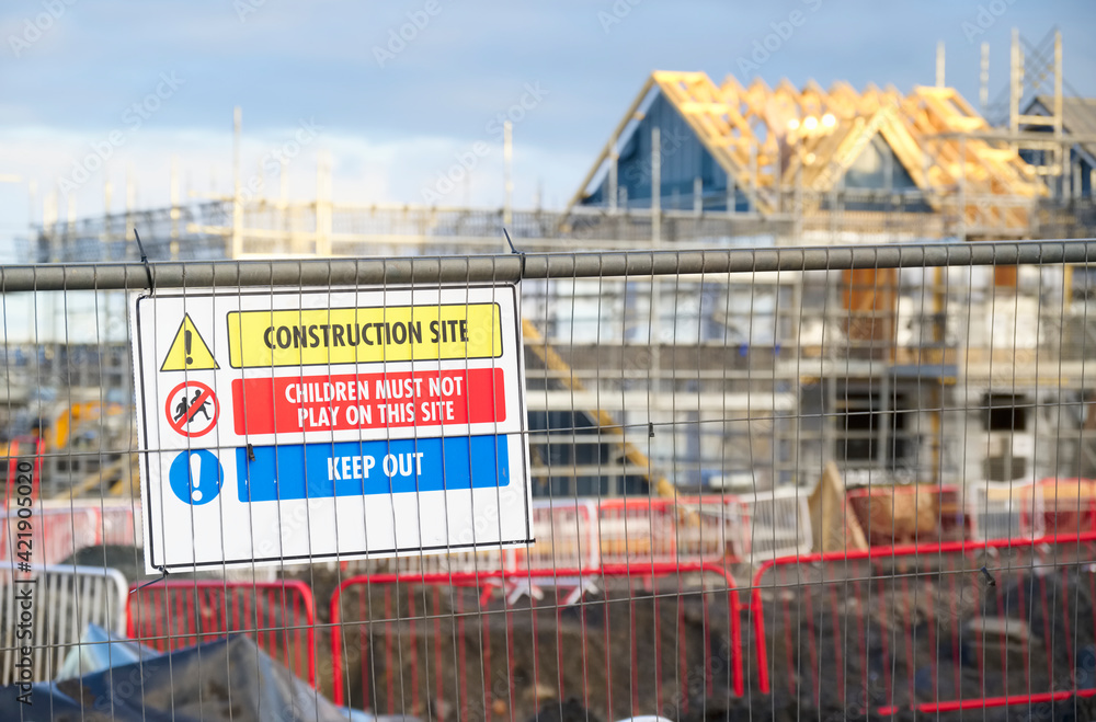 Construction site health and safety message rules sign board signage on ...