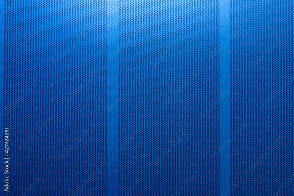 Perforated metal blue panel or wall. Lightweight design for space ...