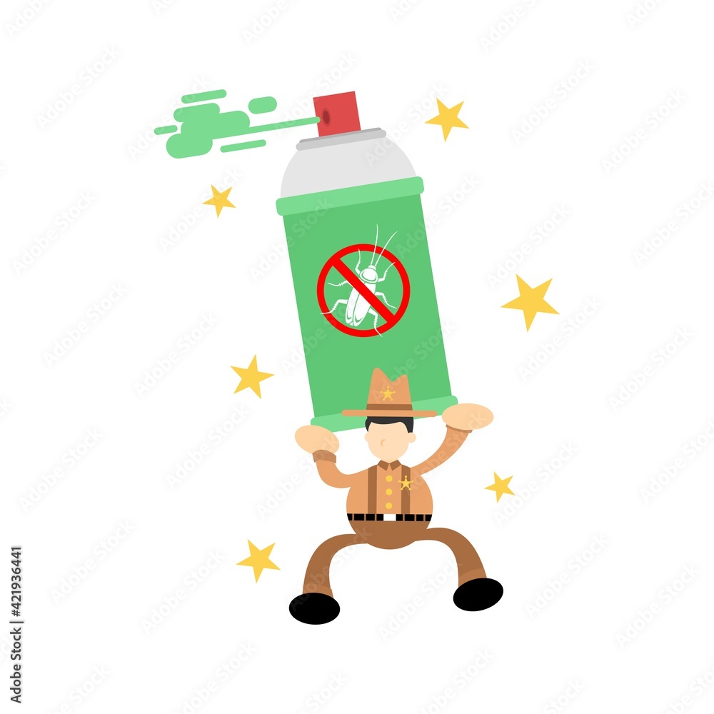 cowboy america eradicate cockroach bug spray insecticide cartoon doodle ...