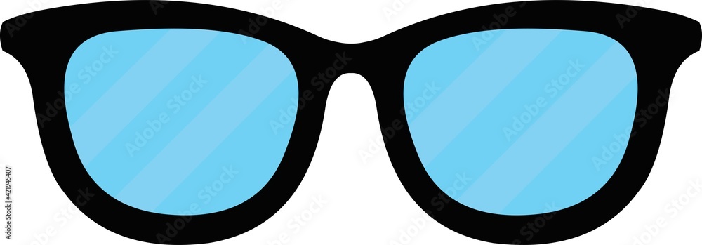 Vector illustration of an emoticon of black glasses with their lenses ...