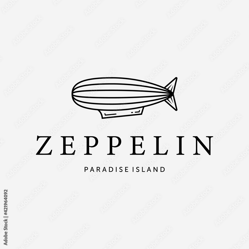 Simple Zeppelin Line Art Logo, Illustration of Air Transportation ...