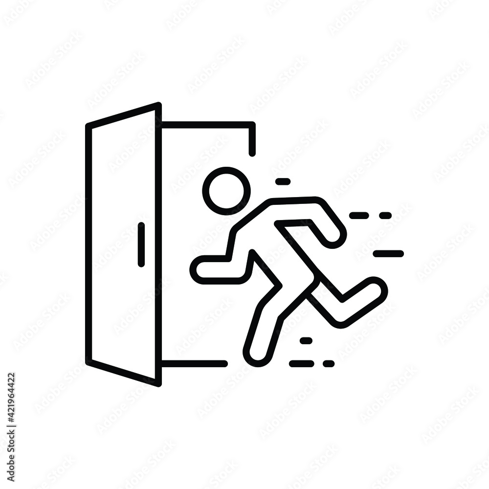 Emergency exit icon. direction arrow sign safety symbol. Safe condition ...