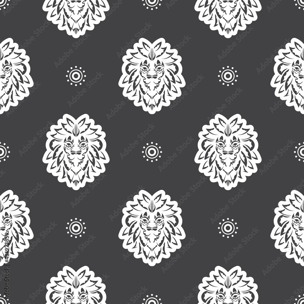 Seamless pattern with a lion's head in a simple style. Good covers ...