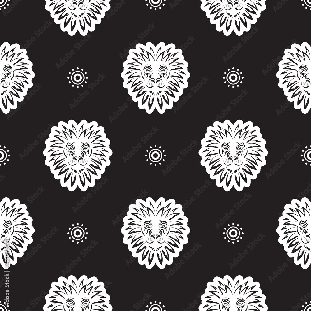 Seamless pattern with a lion's head in a simple style. Good covers ...