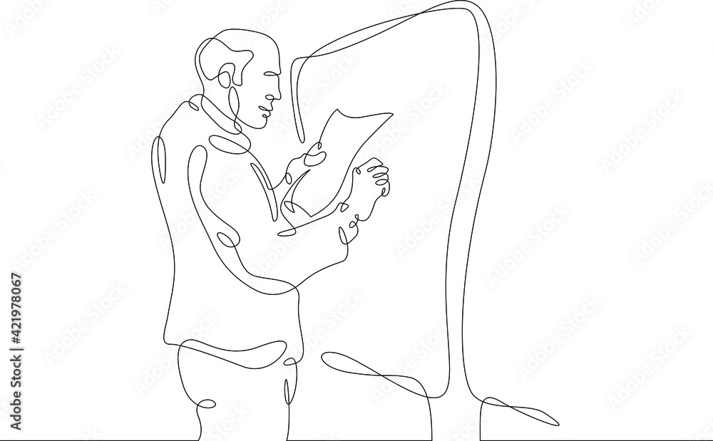 Scientist theorist physicist. Professor solving an equation on a ...
