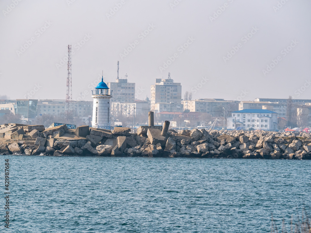 Old lighthouse located in Mangalia, Romania. One of the tourist ...
