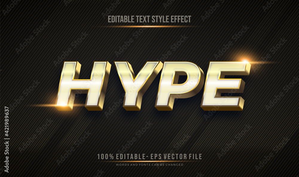 Editable text effect shiny gold. Text style effect. Editable fonts ...