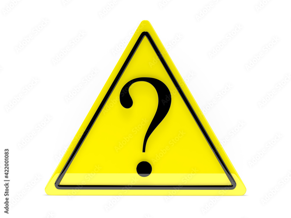 Triangle warning sign with question mark 3d rendering Stock ...