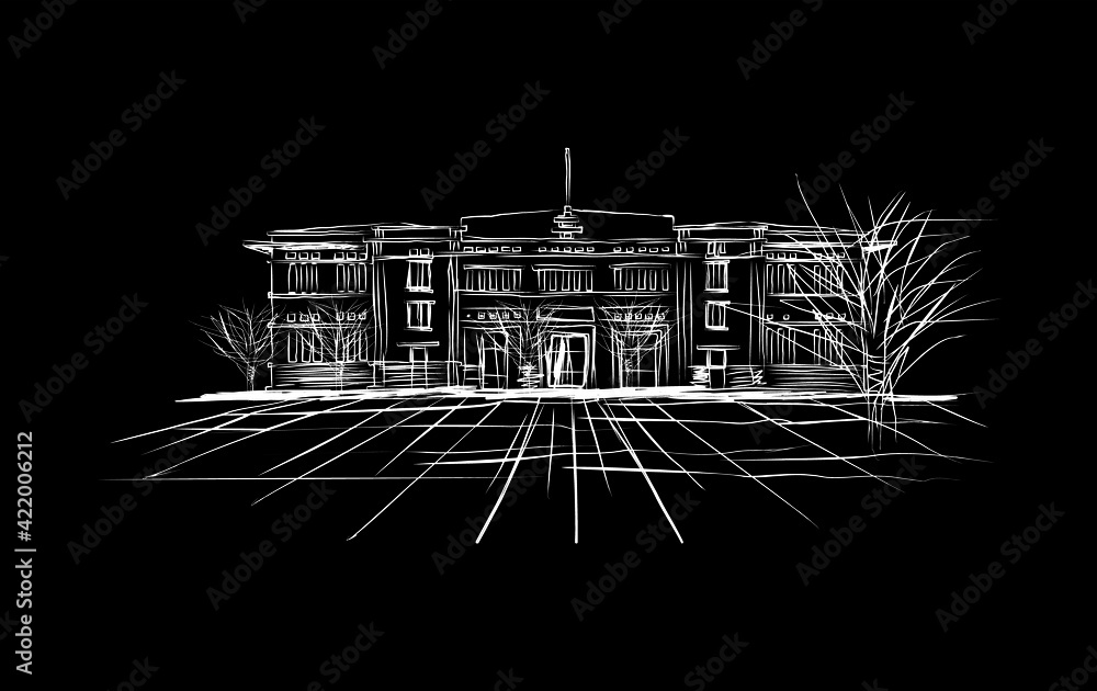 Vetor do Stock: Digital sketch of Kota Tua Jakarta Kota Post Office ...