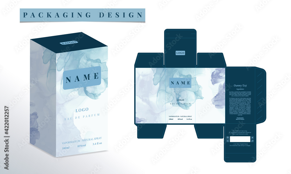 Packaging box design with Box dies line, 3d Box Mockup, icon, frames ...