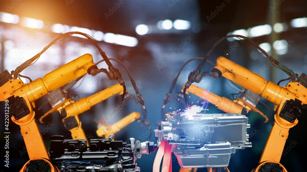 Smart industry robot arms modernization for digital factory technology ...