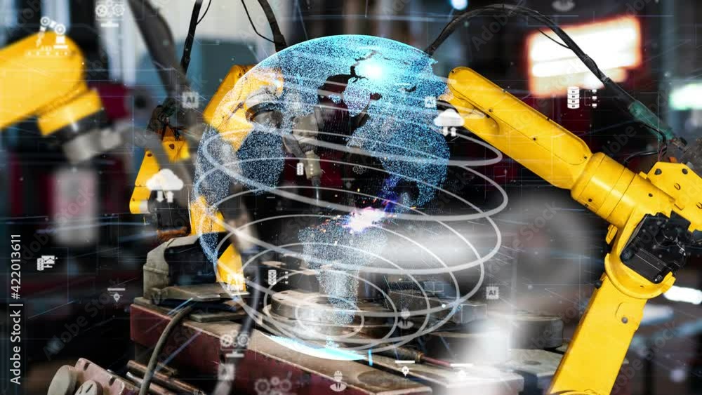 Smart industry robot arms modernization for digital factory technology ...