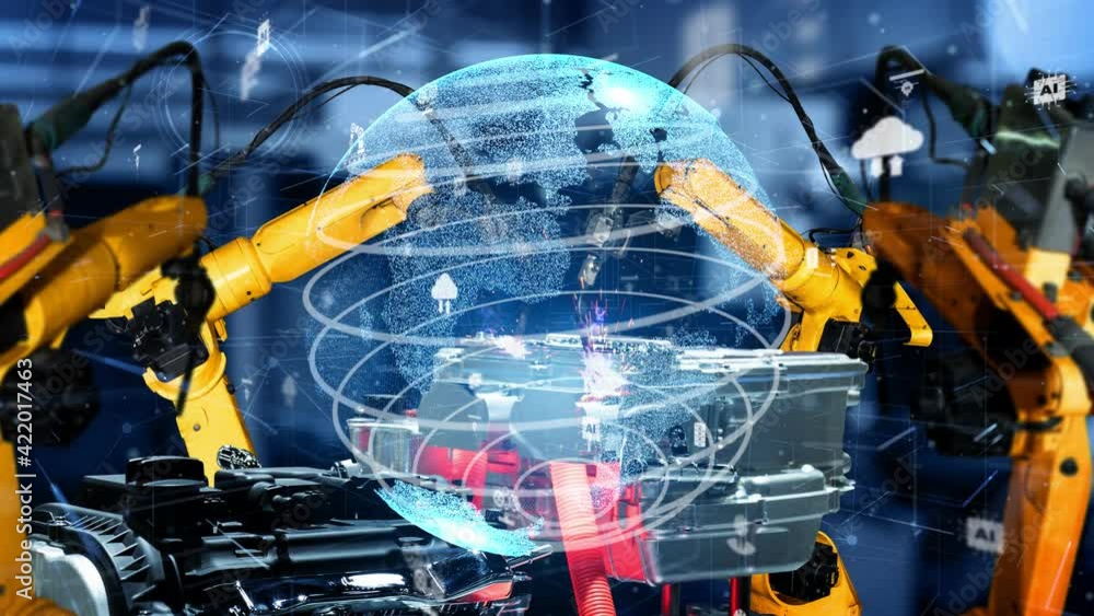 Smart industry robot arms modernization for digital factory technology ...