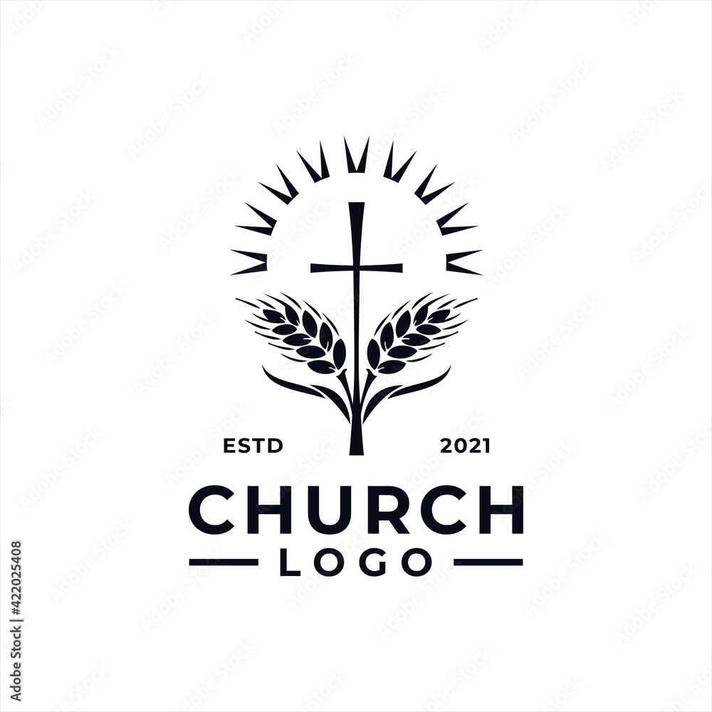 Church Logo design inspiration idea concept with black and white color ...
