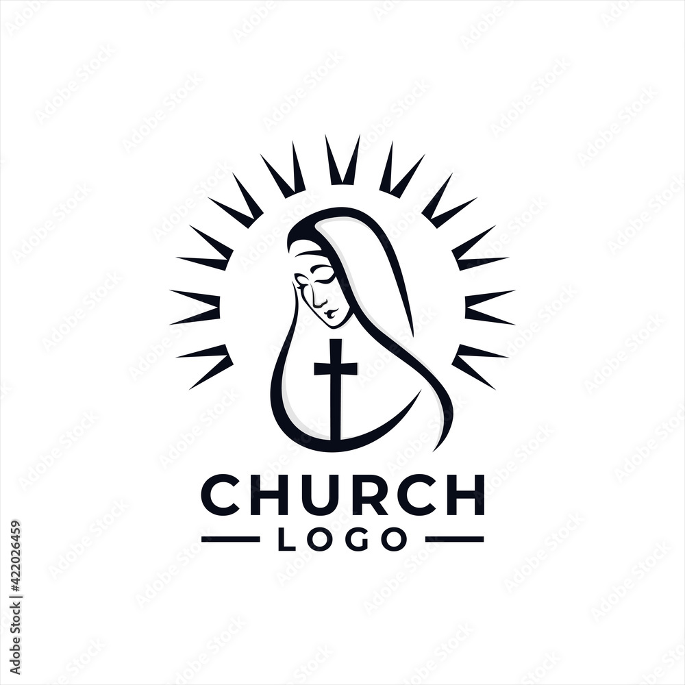 Church Logo design inspiration idea concept with black and white color ...