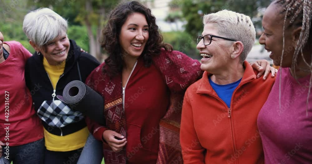 Happy multi generational women having fun together - Multiracial ...