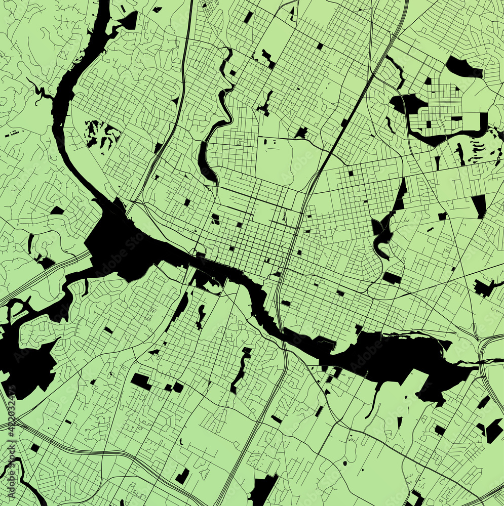 Austin, Texas, United States - Urban vector city map with parks, rail ...