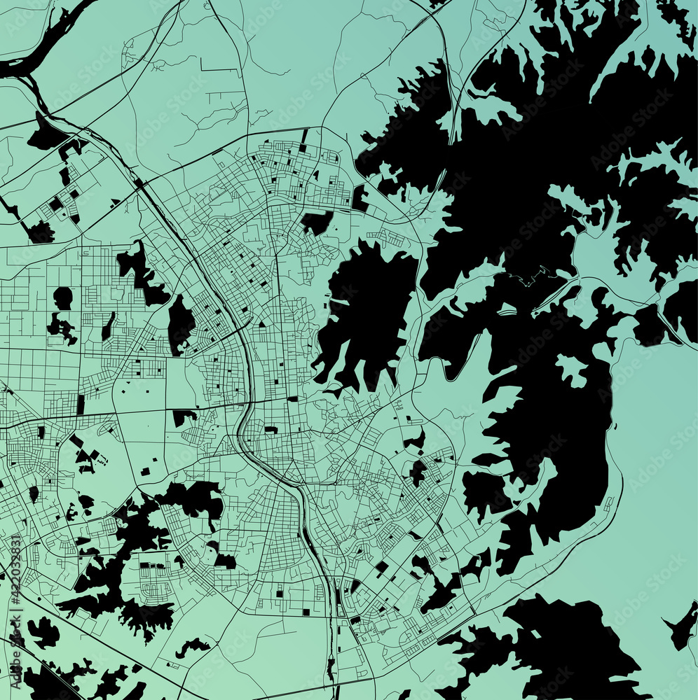 Cheongju, Chungcheongbuk-do, South Korea - Urban vector city map with ...