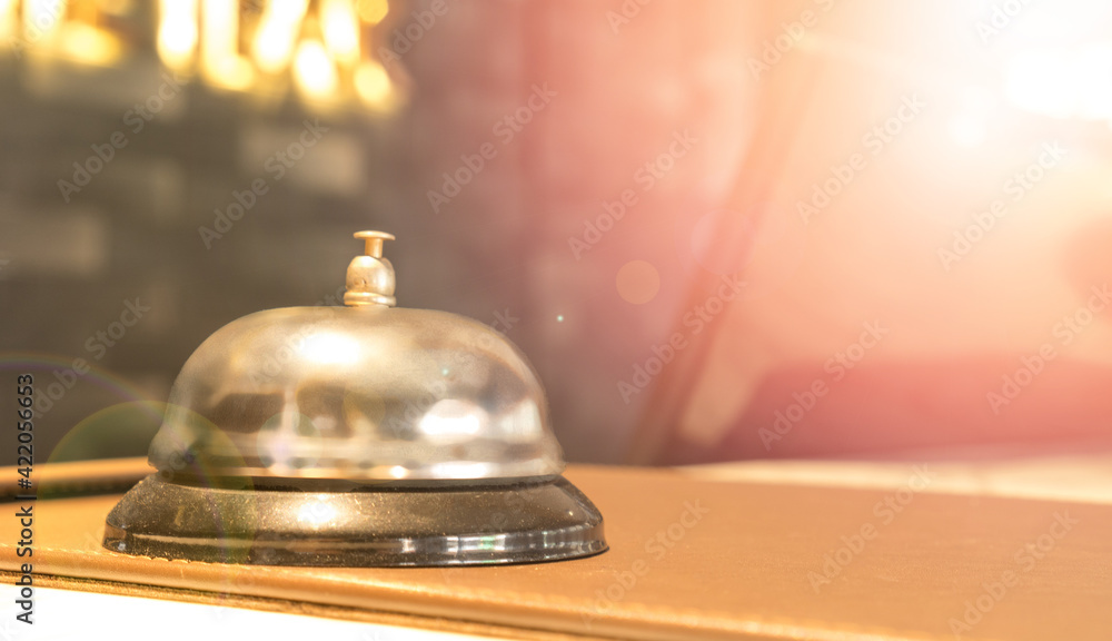 Concierge service desk counter with staff team working in front of ...