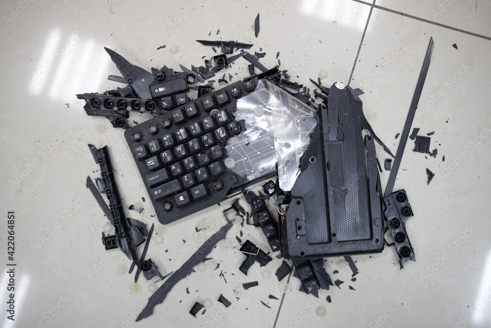 Foto de Broken keyboard. Destroyed keyboard. An image of computer ...