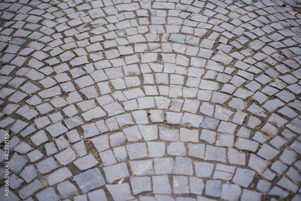 stone pavement texture, Old square stone tiles on the road and sidewalk ...