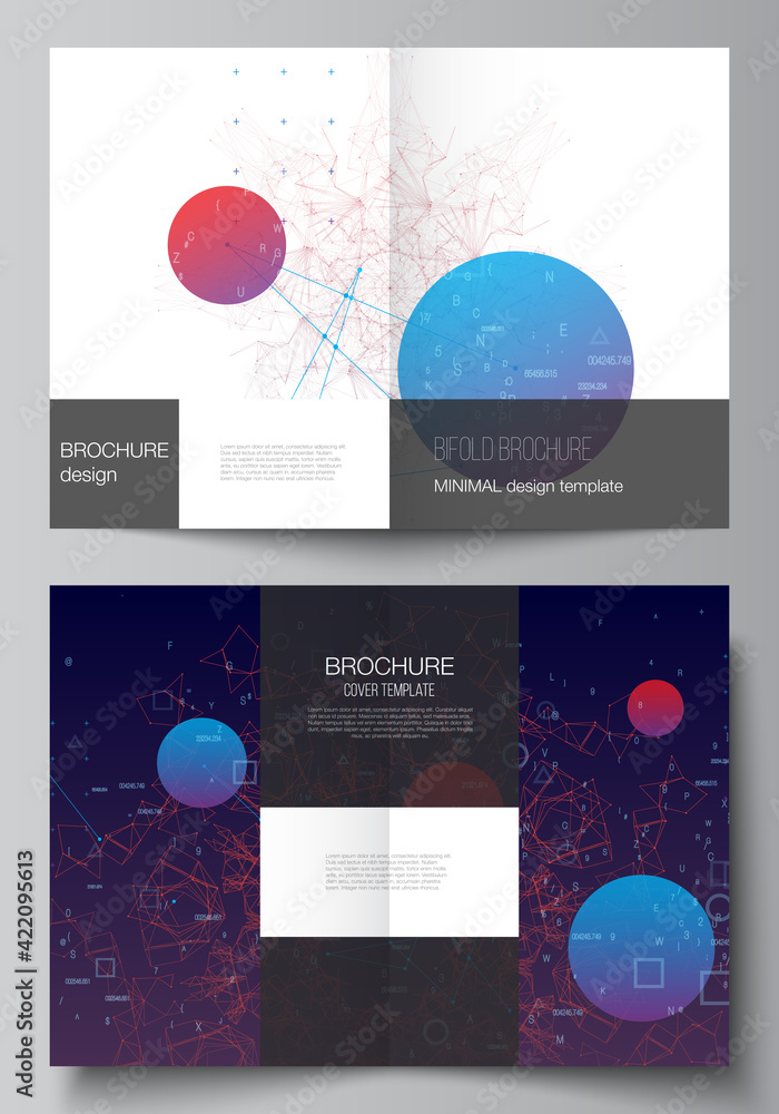 Vector layout of two A4 cover mockups templates for bifold brochure ...