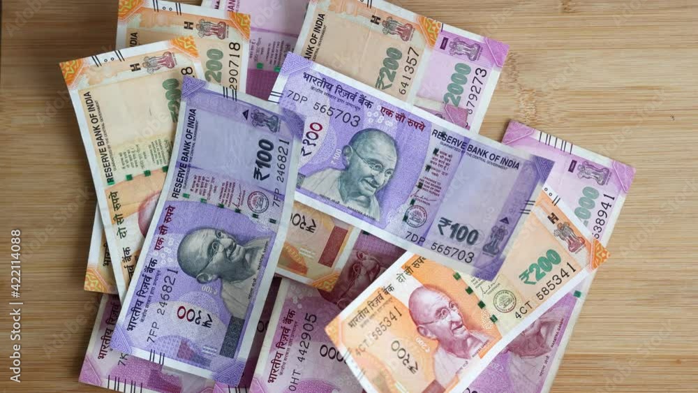 Counting Indian currency Rupee , hand giving Indian money 100, 200 ...