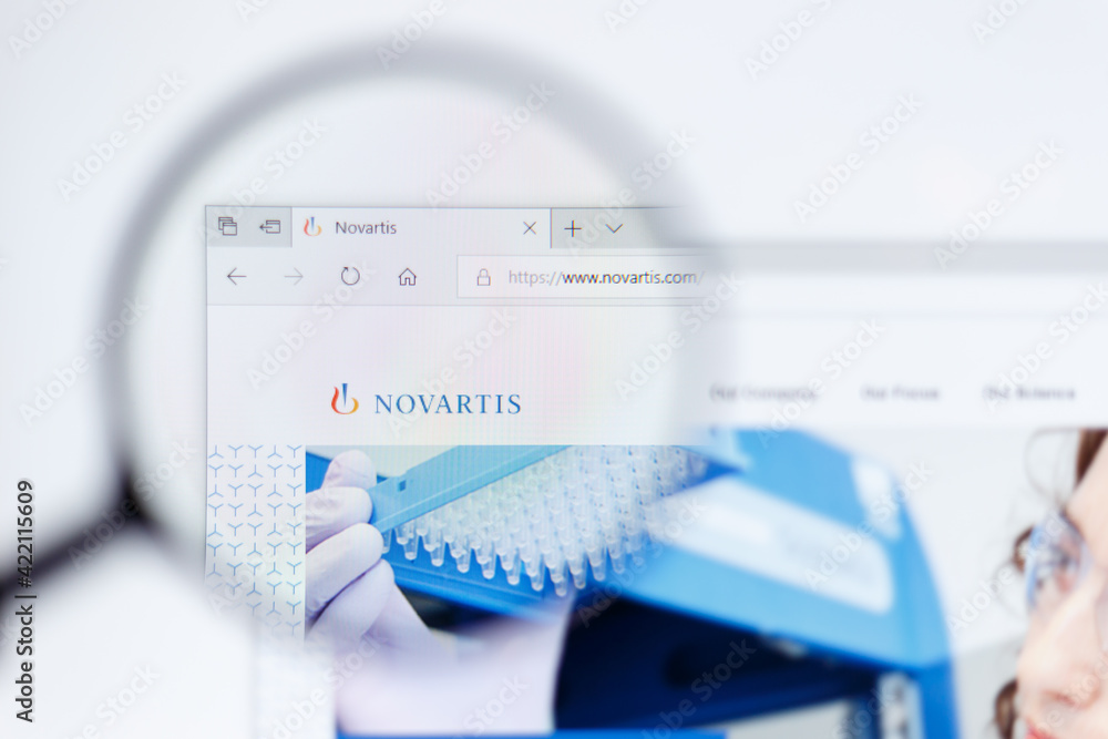 Moscow / Russia - 04.08.2019: Novartis International AG logo on the ...