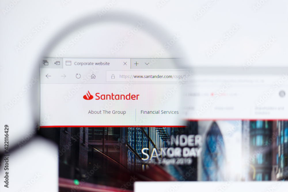 Moscow / Russia - 04.08.2019: Grupo Santander logo on the official ...