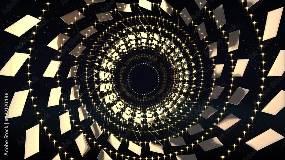 Golden Magic circle Background in Loop, stage video background for ...
