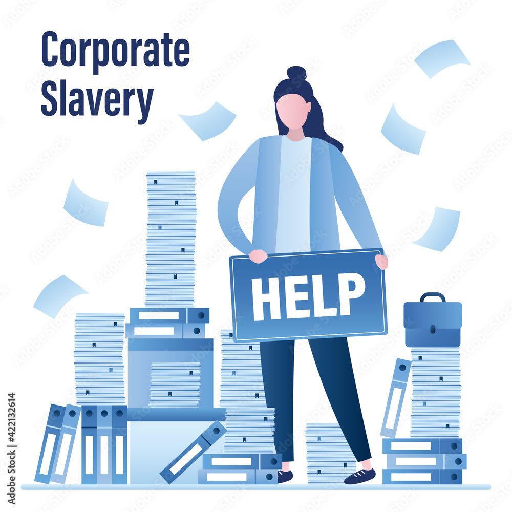 Office overwork, paperwork. Time management on workplace. Corporate ...