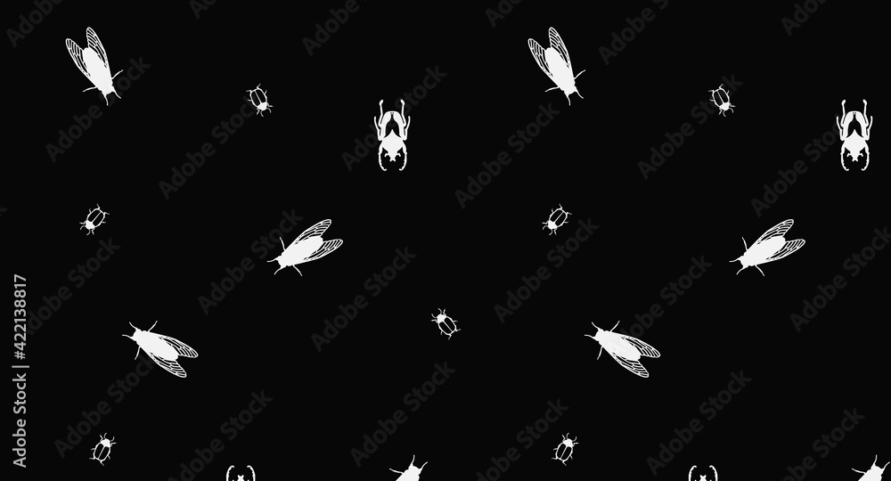 Beetle and cicada pattern Stock Illustration | Adobe Stock