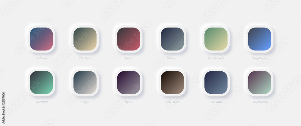 Modern Aesthetics Muted Color Gradients Set Vector For UI UX Design On ...