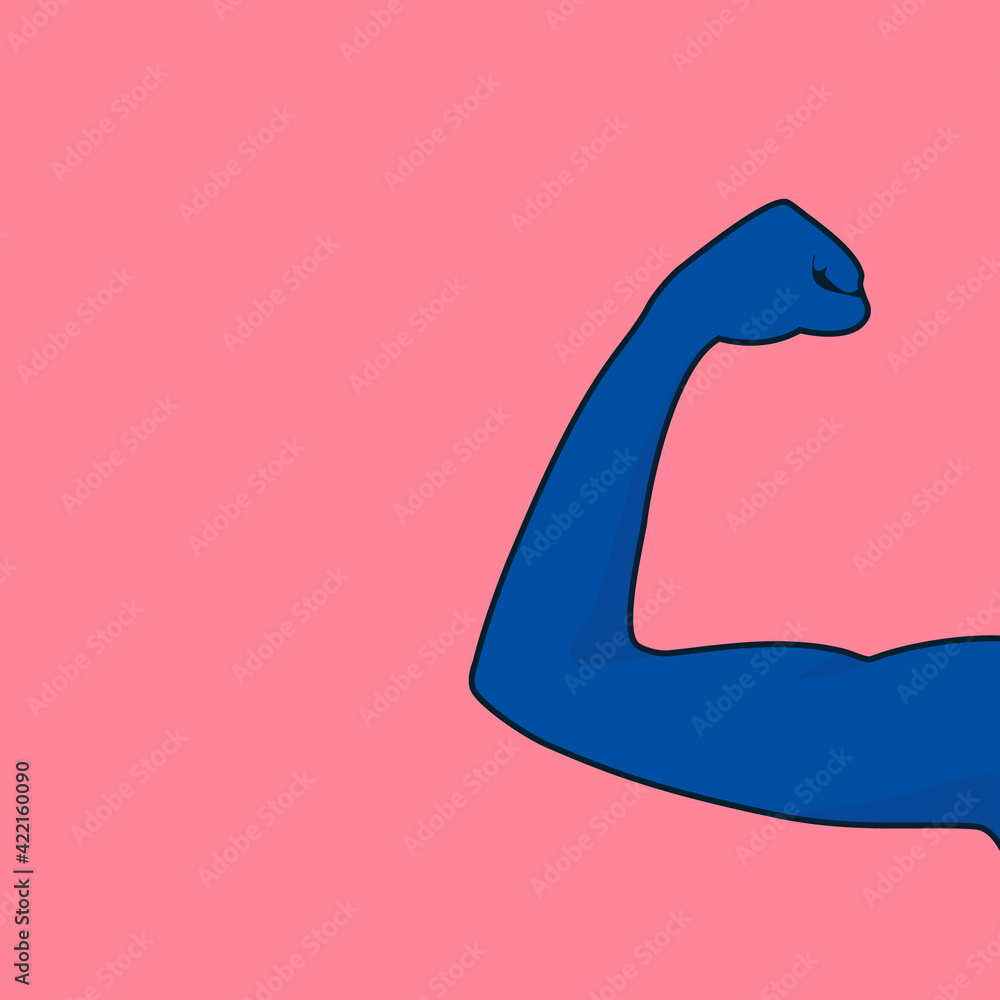 Strong female arm with biceps muscle on pink background. Woman ...