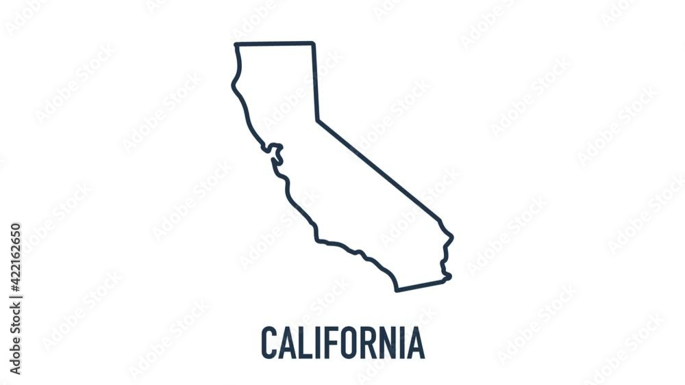 Line animated map showing the state of California from the united state ...