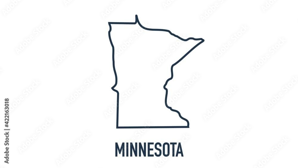 Line animated map showing the state of Minnesota from the united state ...