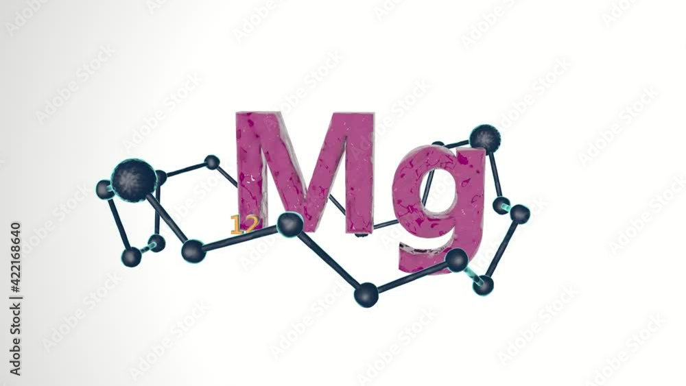 Magnesium 3d animation with atoms. chemical element for digestion Stock ...