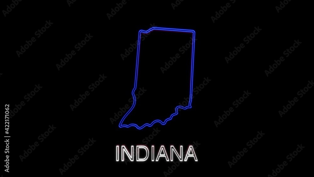 Neon Animated Map Showing The State Of Indiana From The United State Of neon-animated-map-showing-the-state-of-indiana-from-the-united-state-of