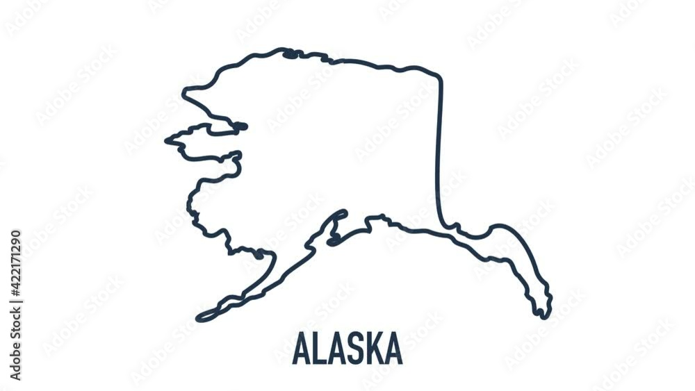 Line animated map showing the state of Alaska from the united state of ...
