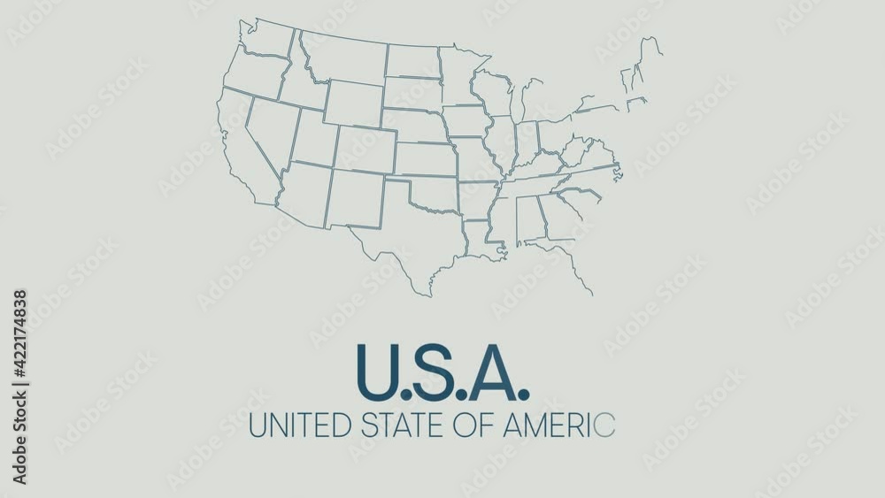 Map of United States of America showing different states. Animated usa ...